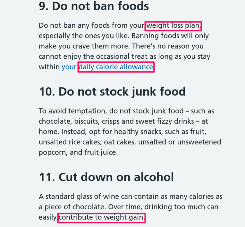 There is not a lot of text on that part of the page, but there are ...