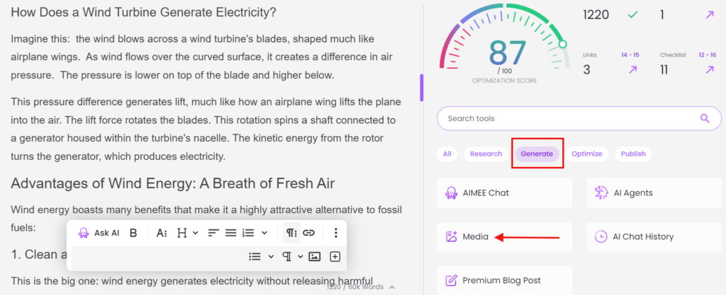 Scroll through the image options and click Add to Content to add the ...