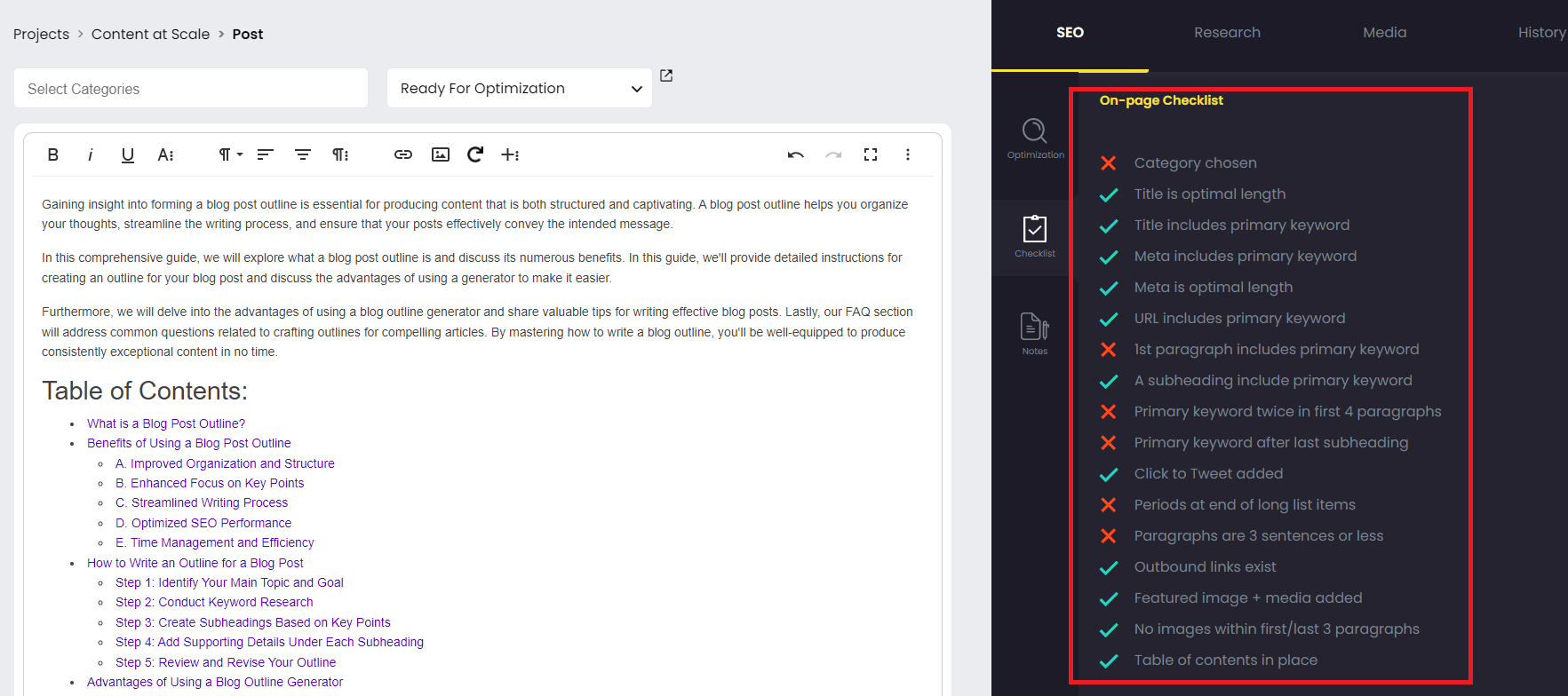 If you see a red “X” next to any of the meta or title tasks, edit them ...