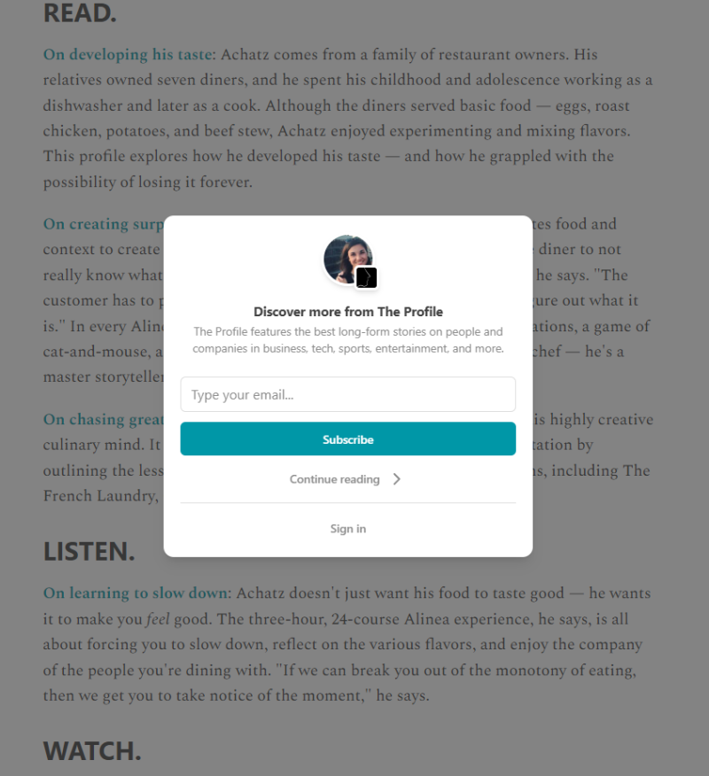 Screenshot from The Profile